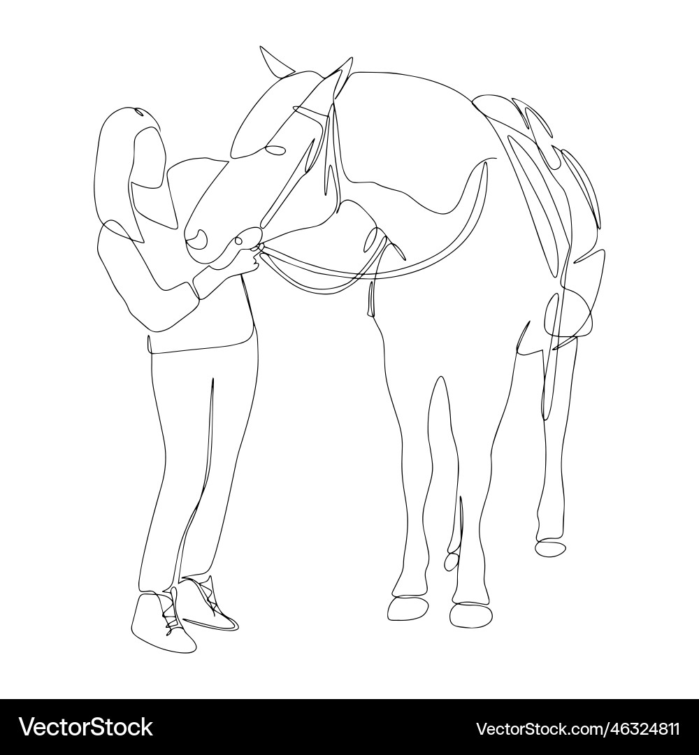 Continuous drawing in one line the girl Royalty Free Vector