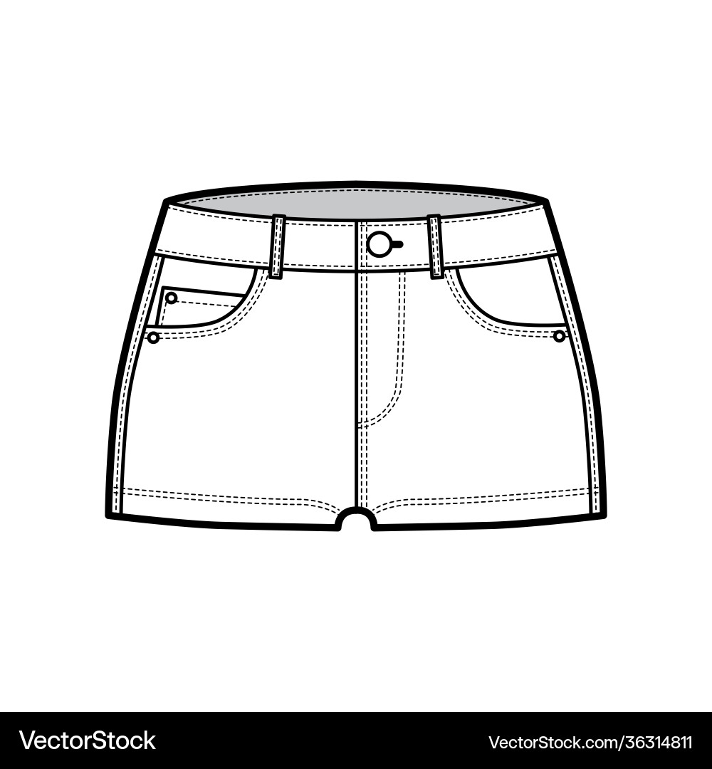 Denim hot short technical fashion Royalty Free Vector Image