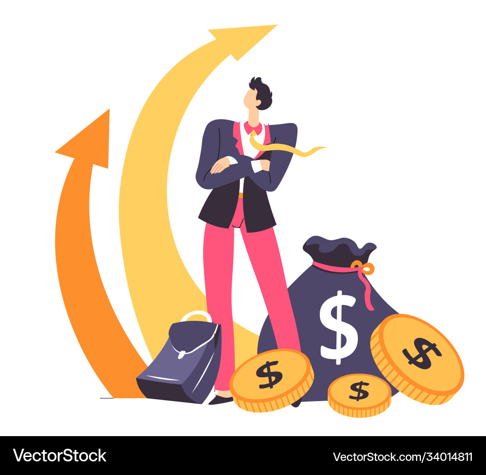 Financial growth and success at work man with Vector Image