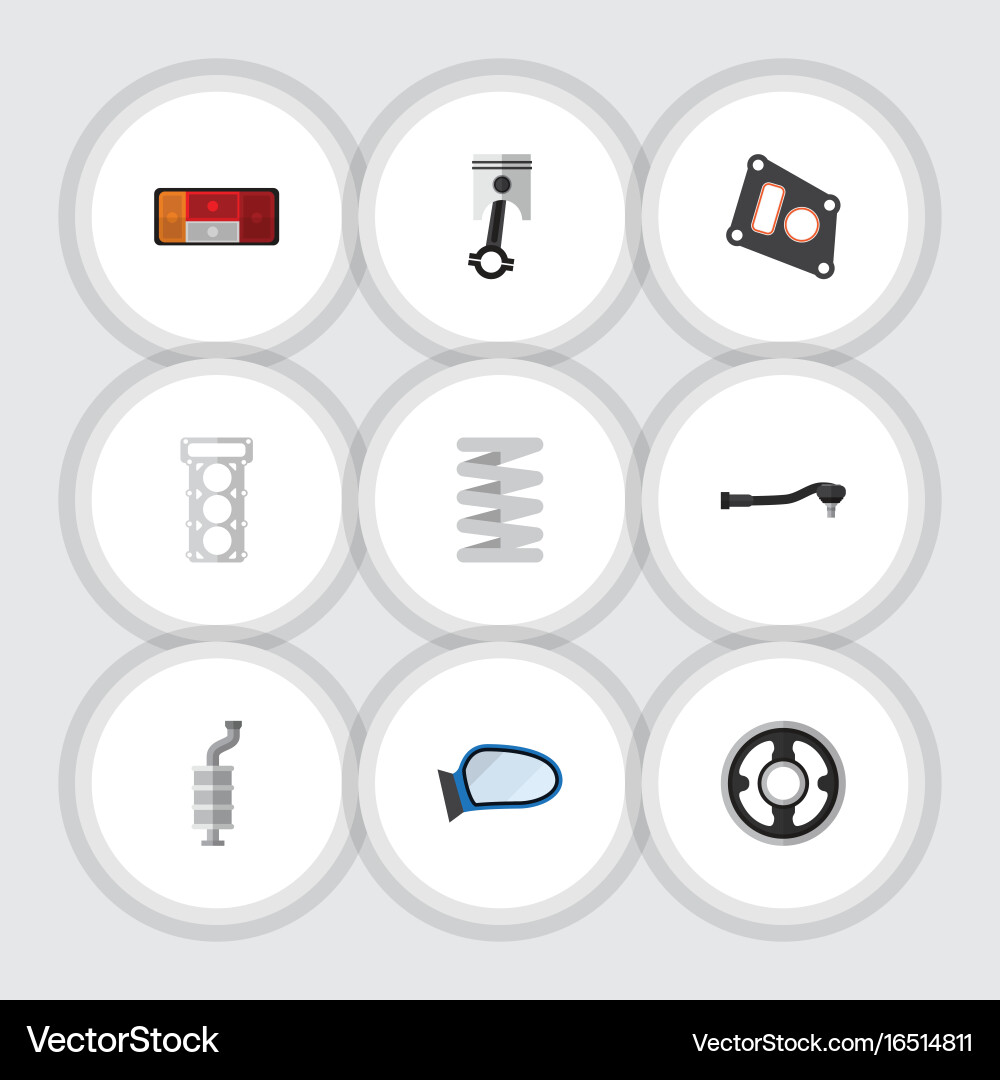 Flat icon component set of packing conrod gasket Vector Image
