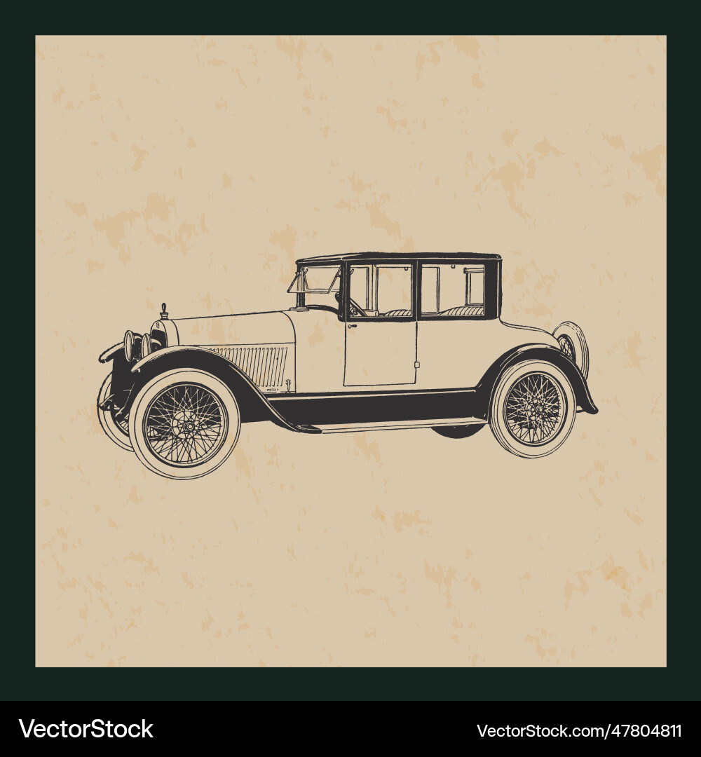 Hand drawn vintage car retro style Royalty Free Vector Image