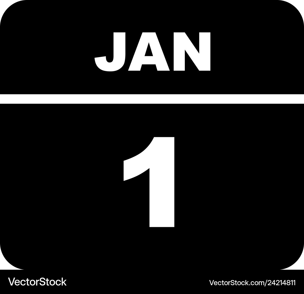 January 1st date on a single day calendar Vector Image
