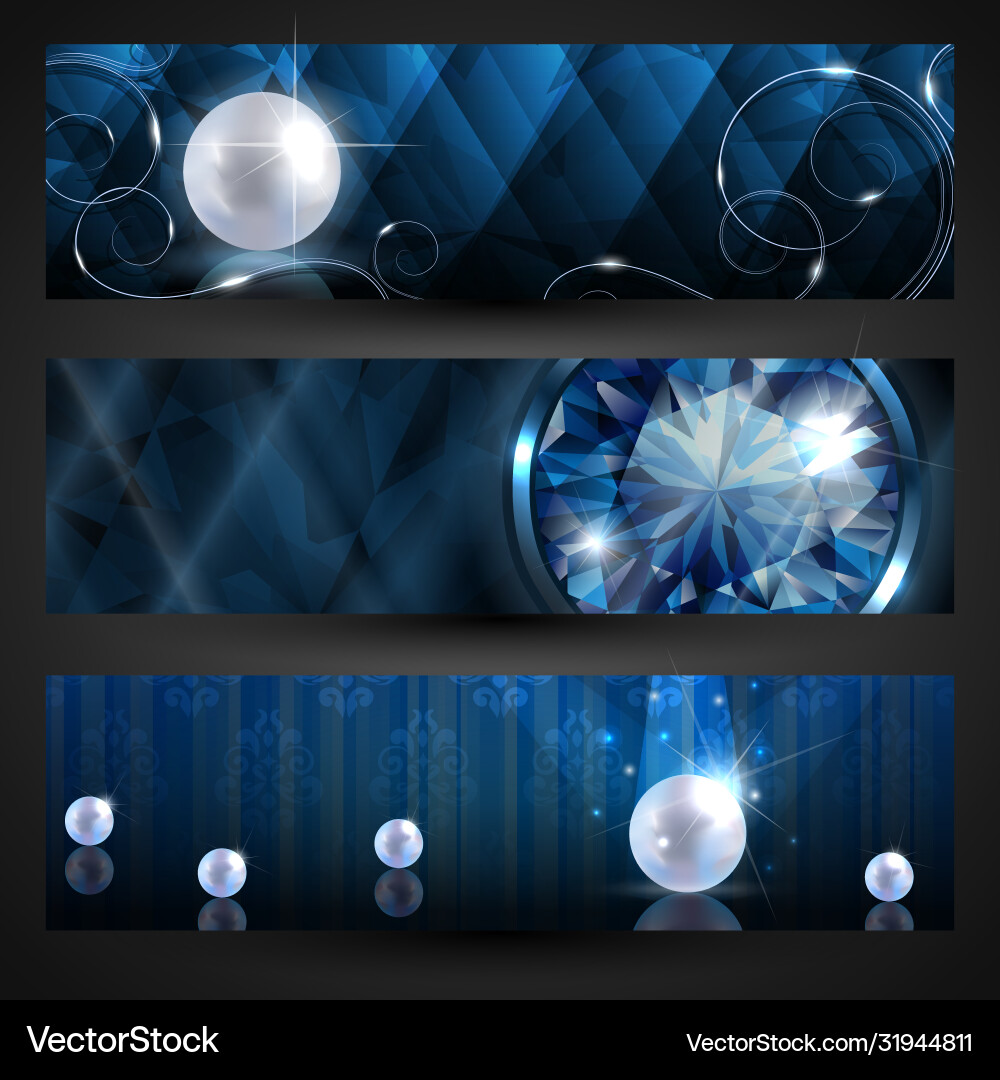 Jewellery banners set with gemstones Royalty Free Vector