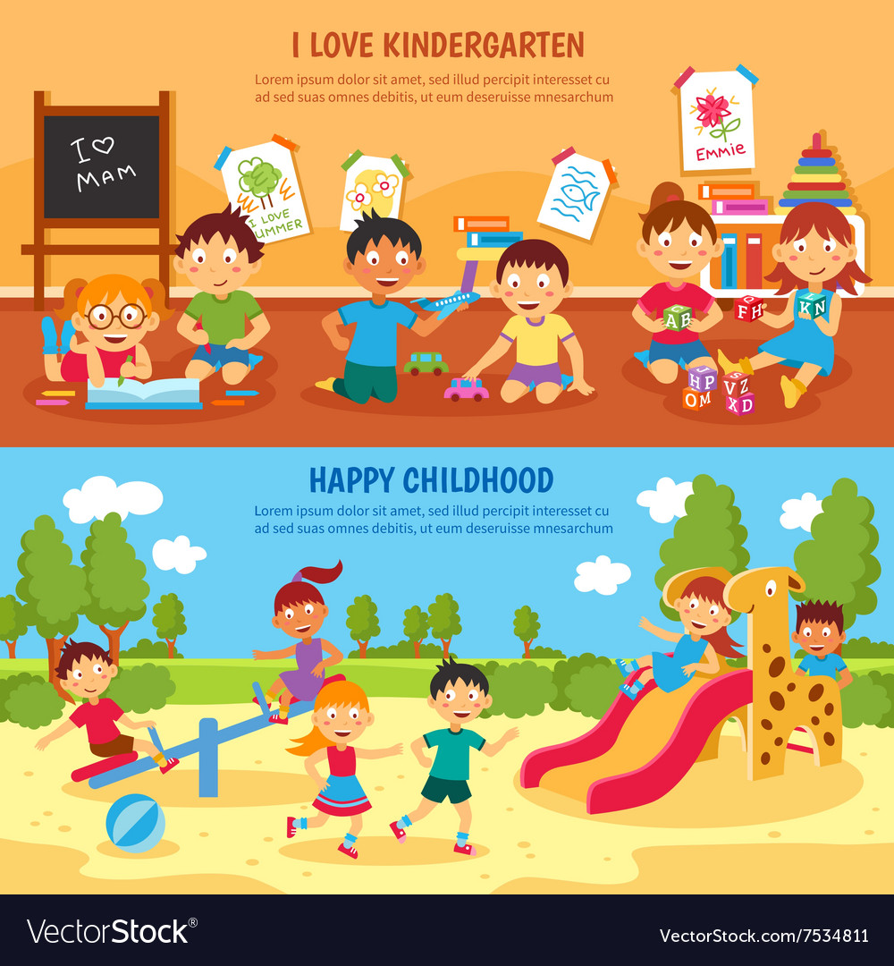 Kindergarten banner set Royalty Free Vector Image