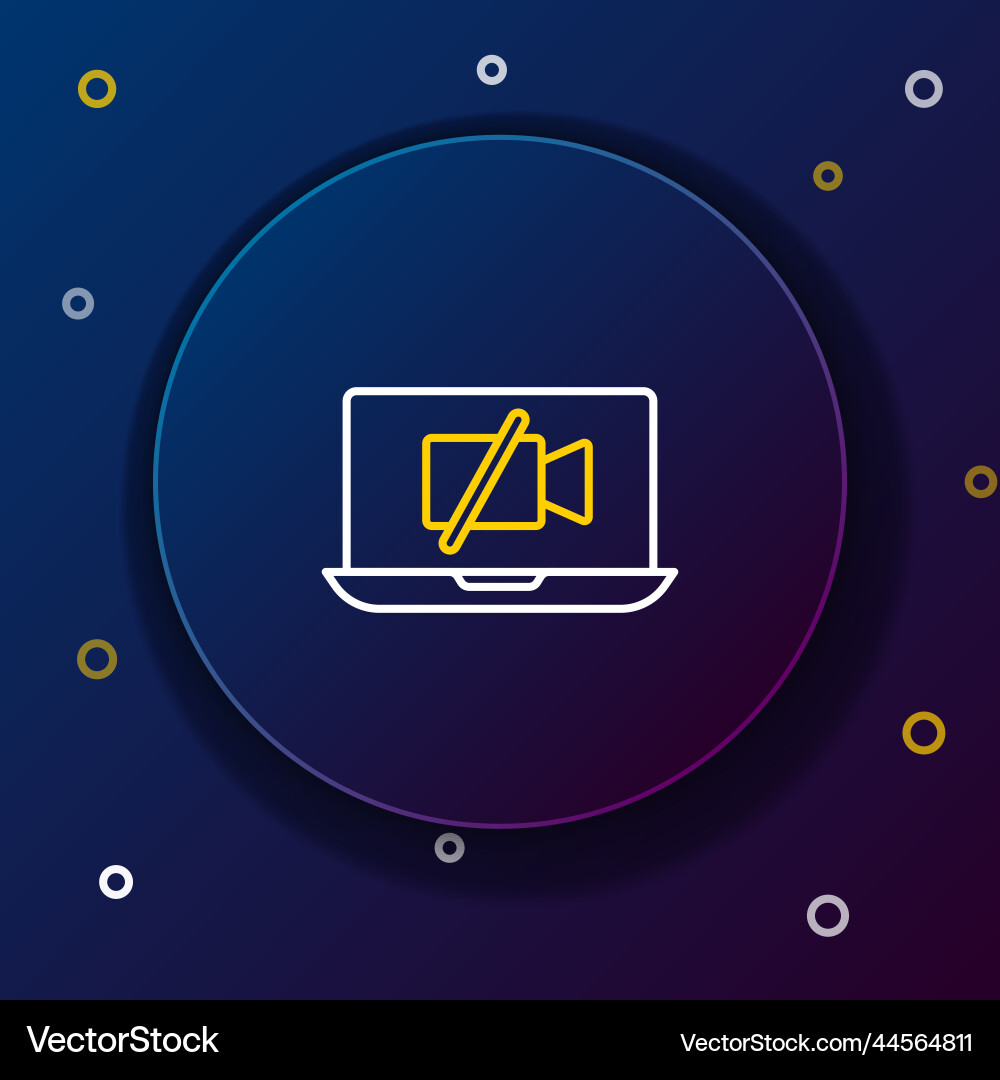 Line video camera off on laptop screen icon Vector Image