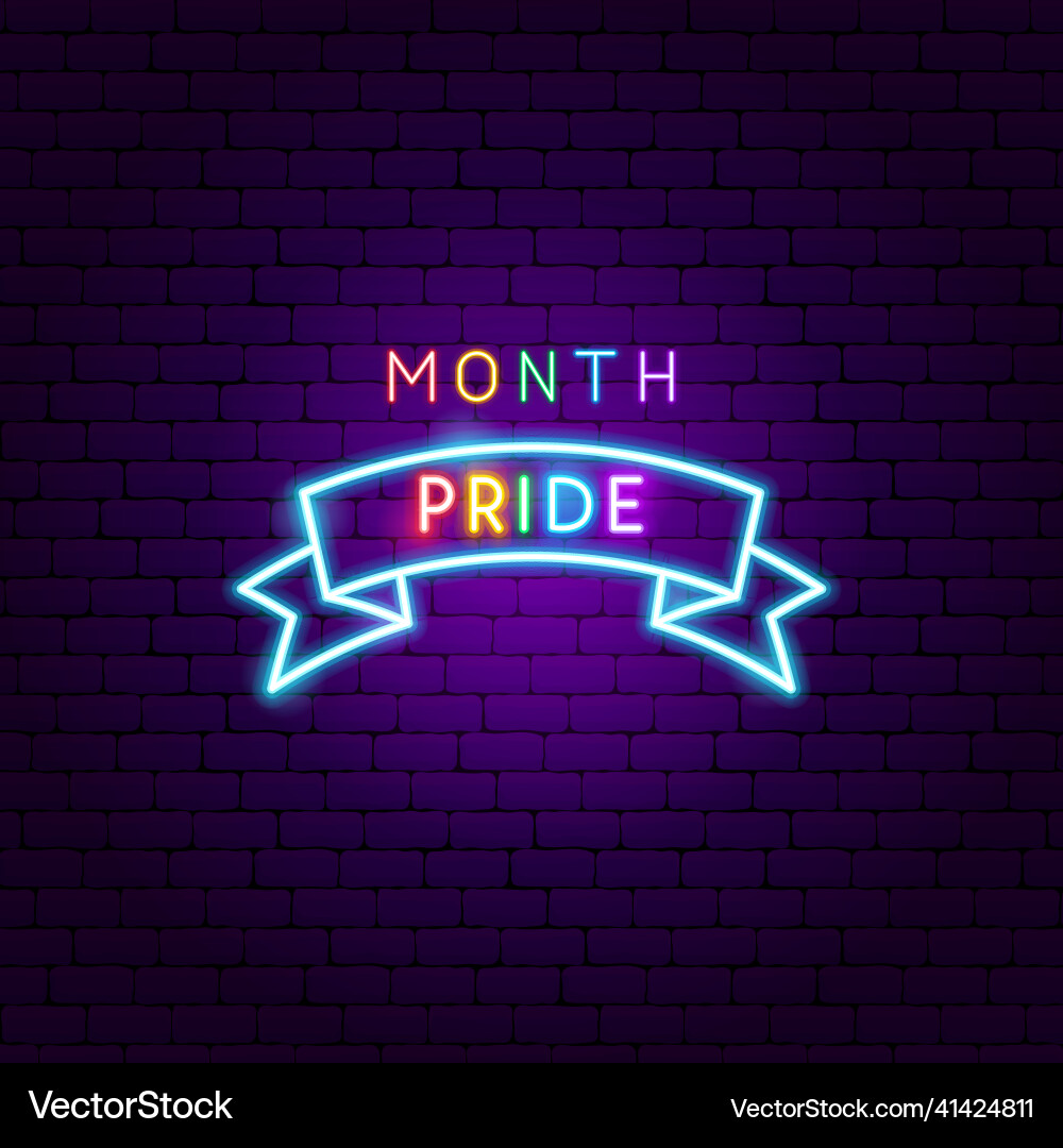 Month pride neon label Royalty Free Vector Image