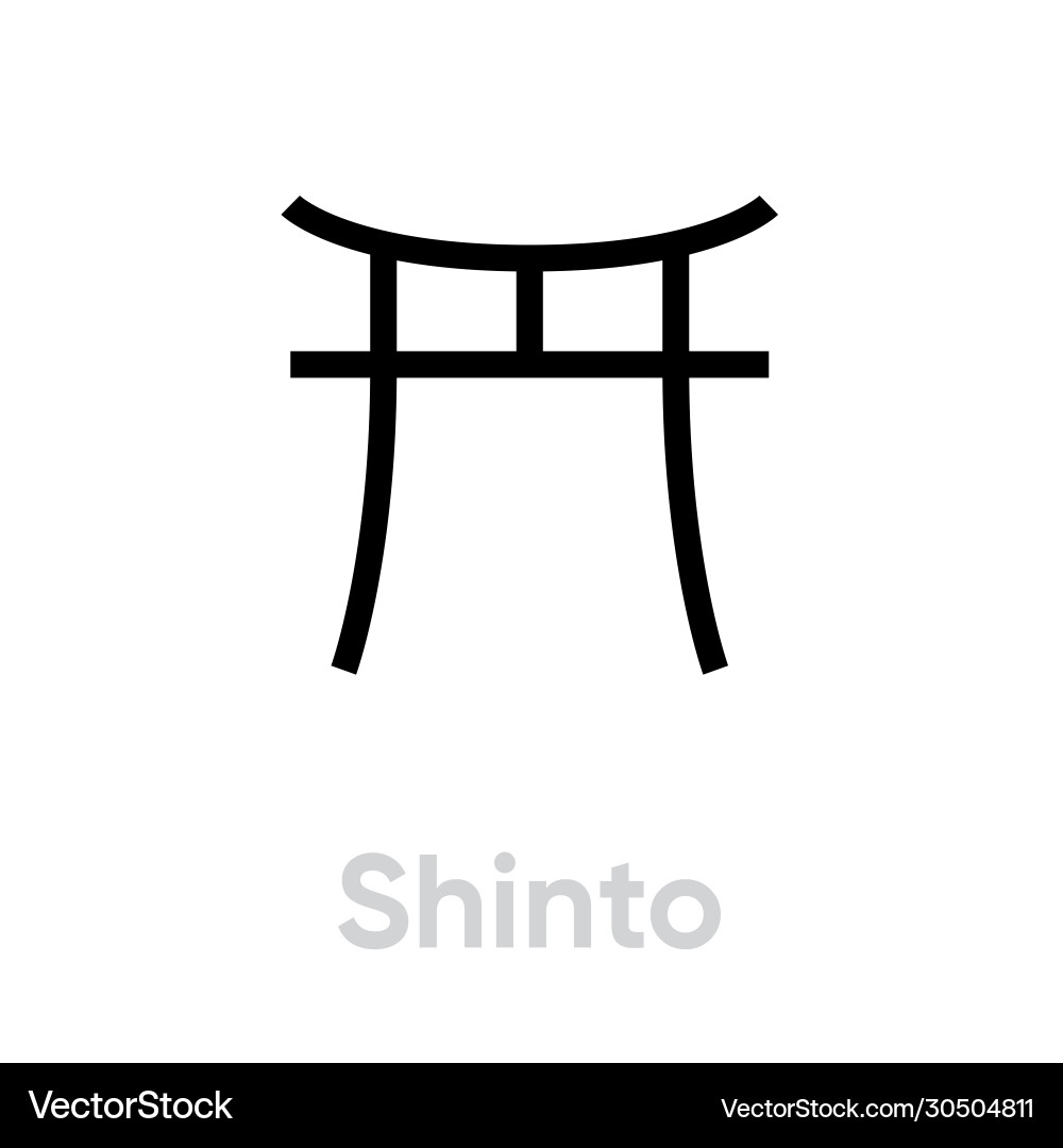 Shinto religion icon editable line Royalty Free Vector Image