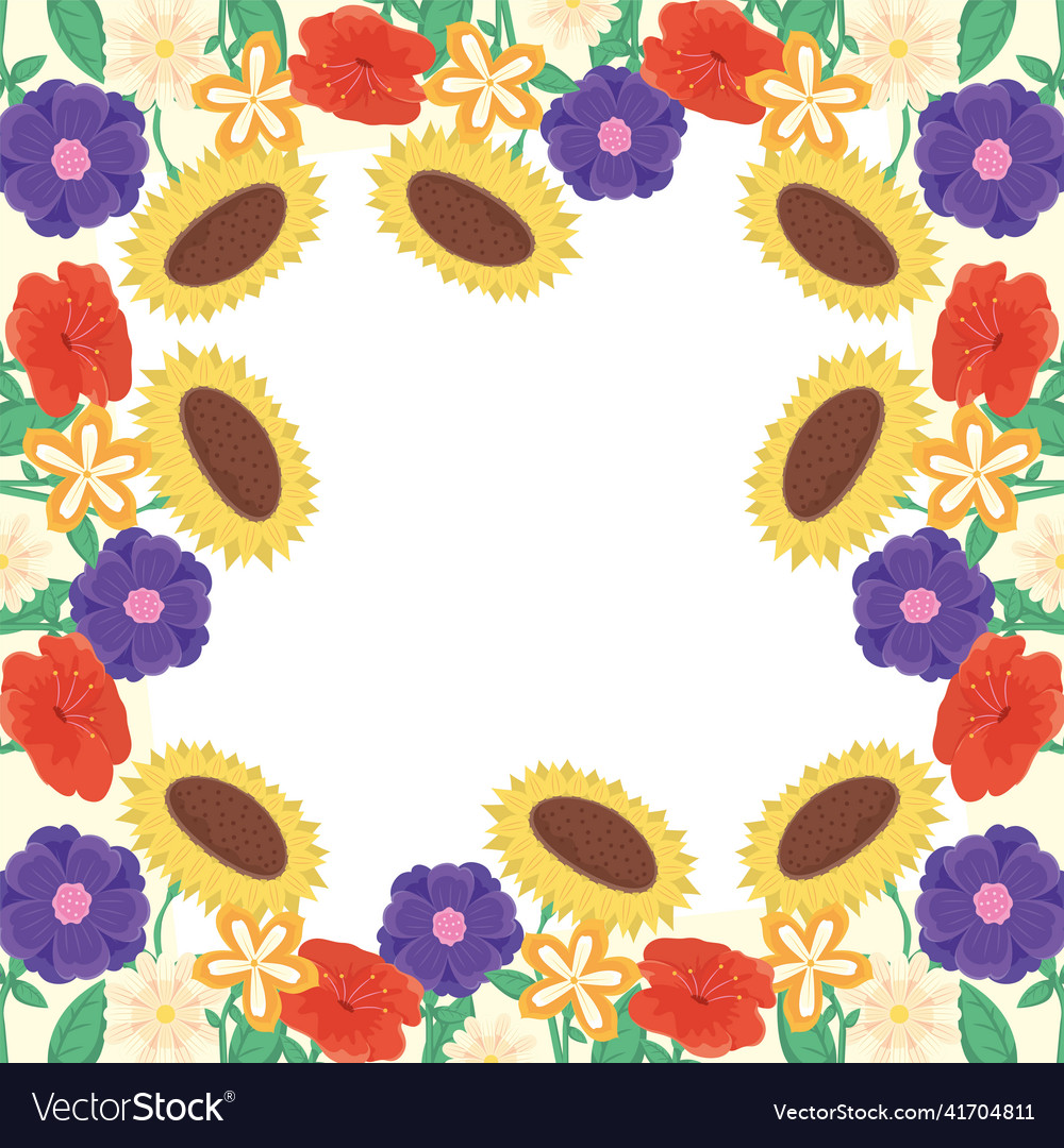 Spring flowers frame Royalty Free Vector Image