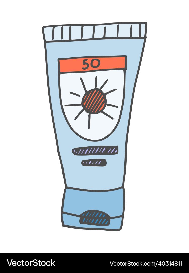Sun cream skin protection moisturizing doodle new Vector Image