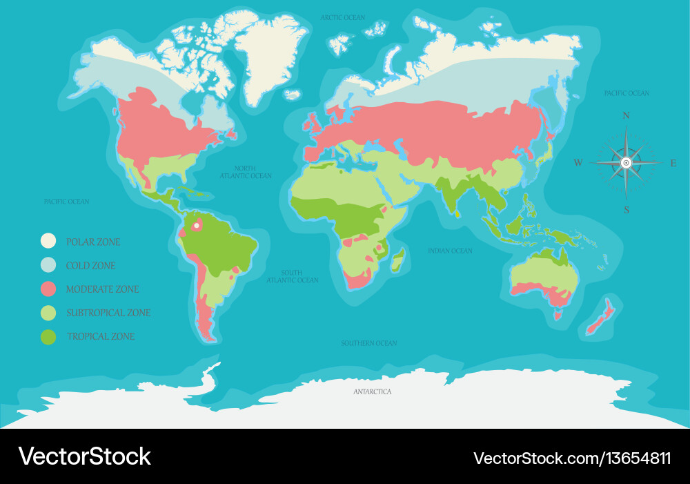 World map climate Royalty Free Vector Image - VectorStock