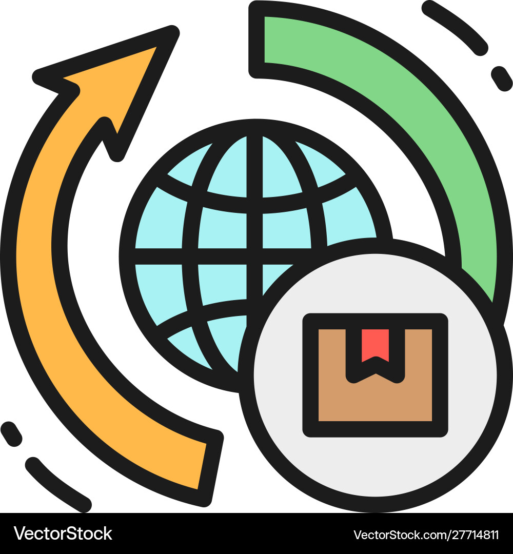 Worldwide delivery flat color icon isolated Vector Image