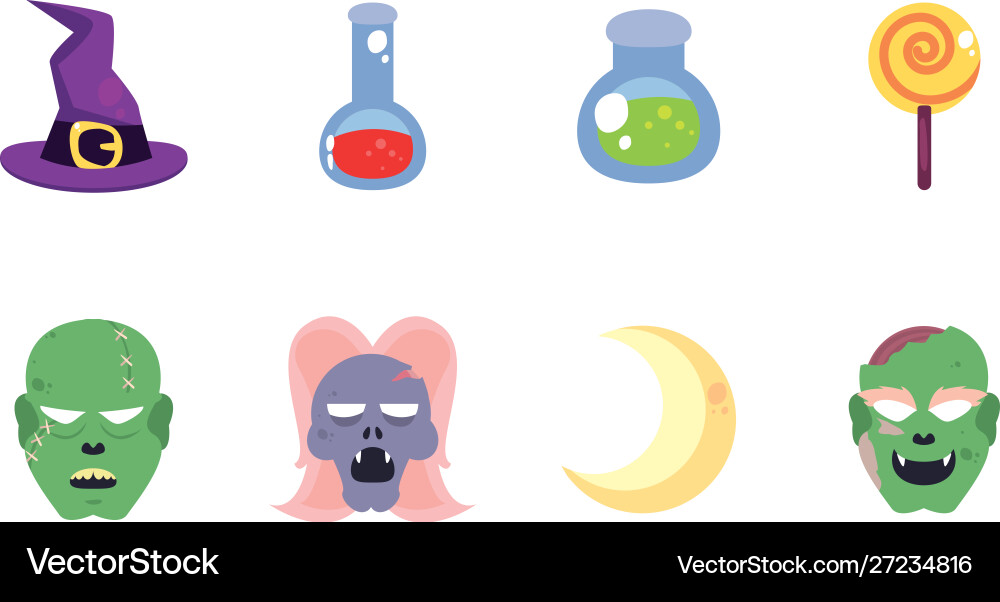 Bundle halloween with set icons Royalty Free Vector Image