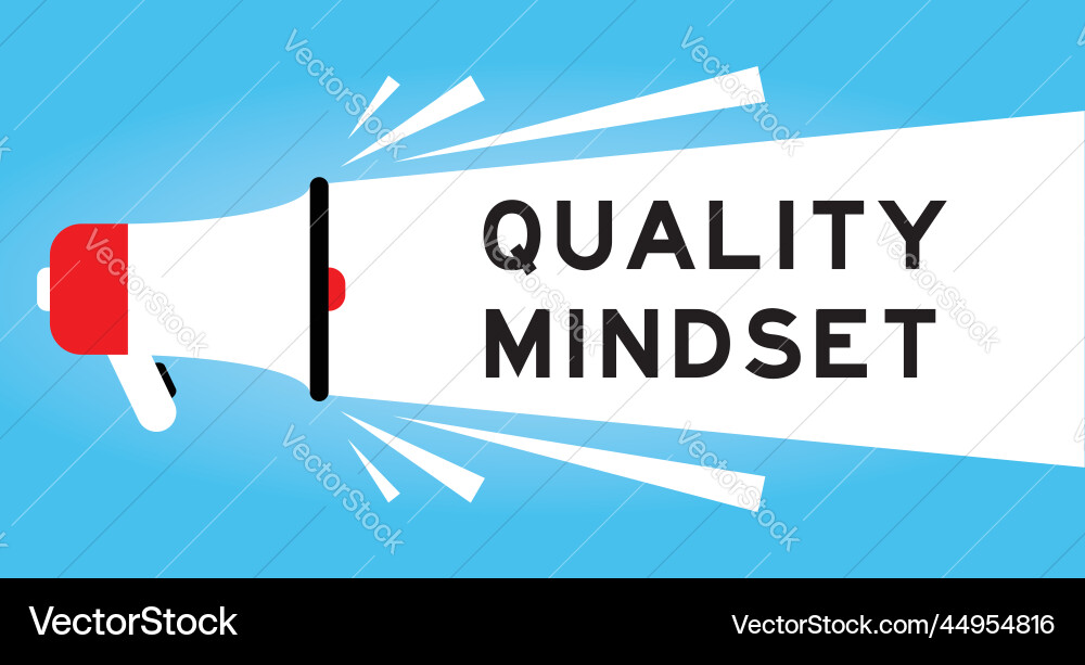 Color megaphone icon with word quality mindset Vector Image