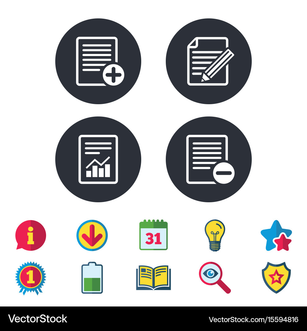 Document icons file with chart graph Royalty Free Vector