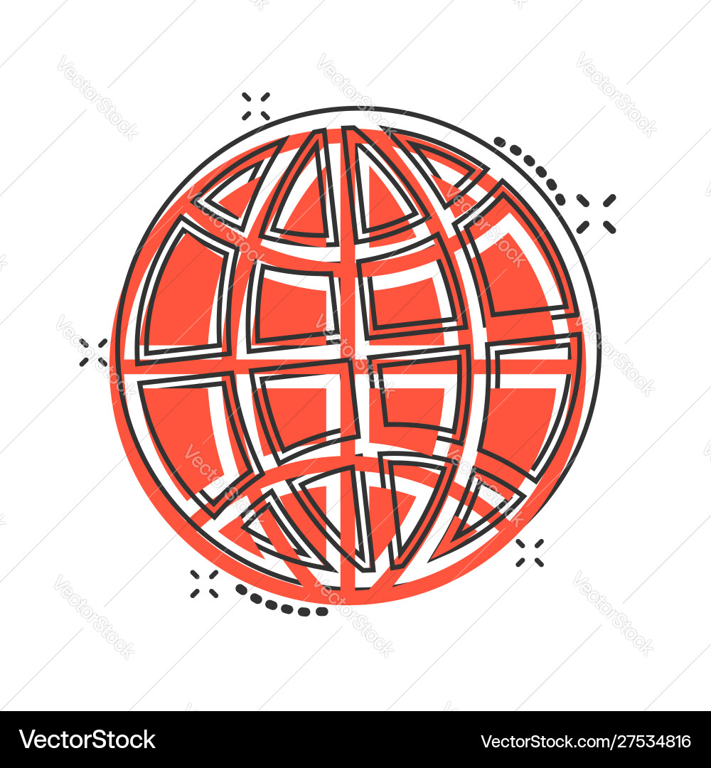 Earth planet icon in comic style globe geographic Vector Image