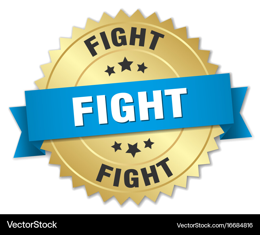 Fight round isolated gold badge Royalty Free Vector Image