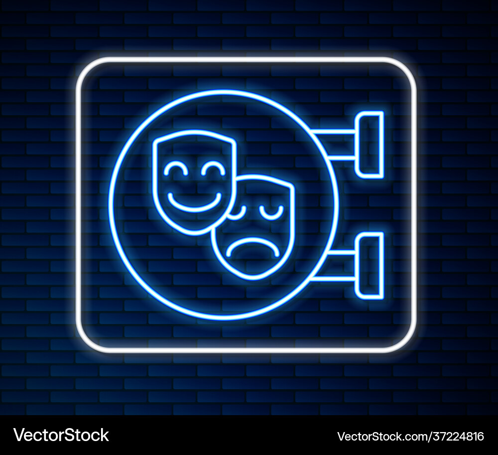 Glowing neon line comedy and tragedy theatrical Vector Image