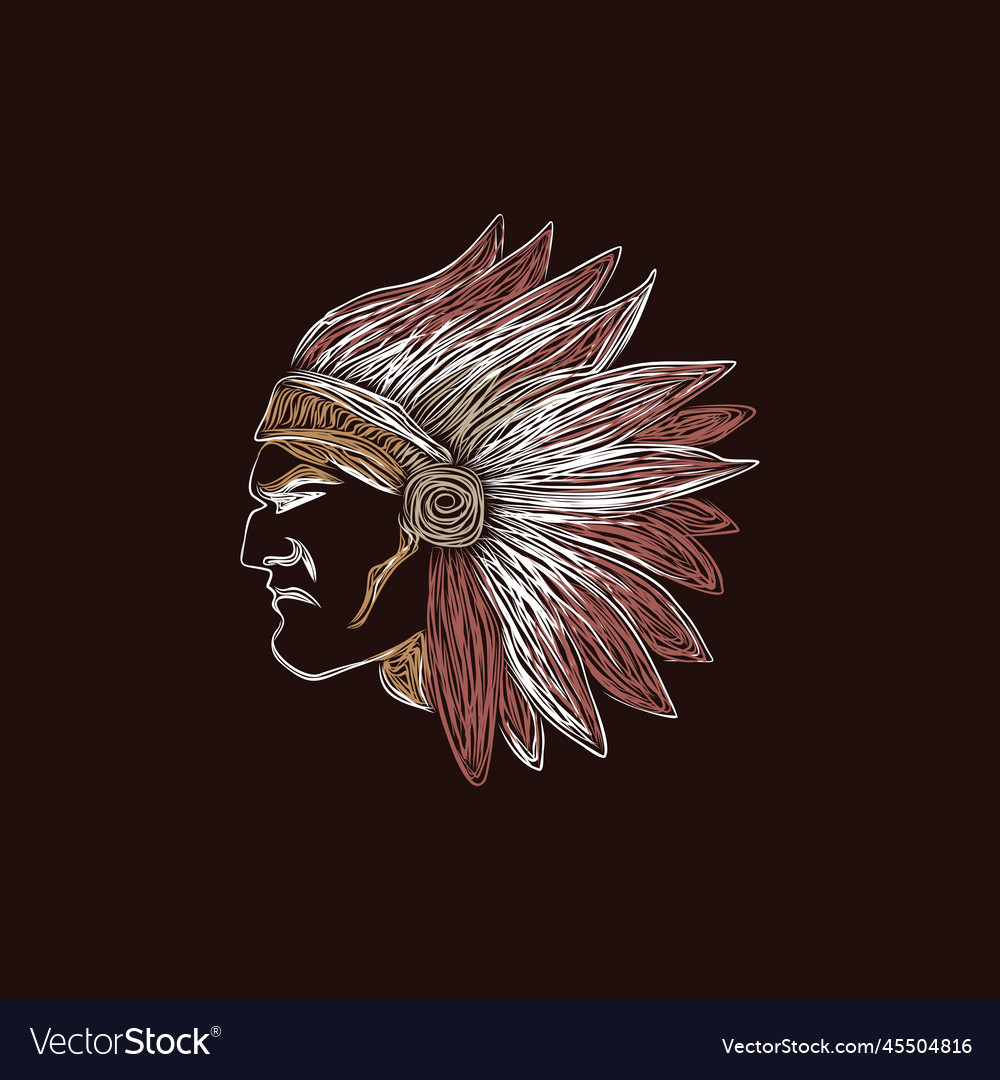 Human head apache artwork design Royalty Free Vector Image
