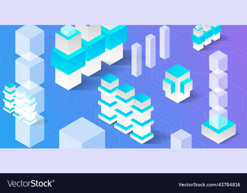 Isometric big data flow processing concept cloud Vector Image