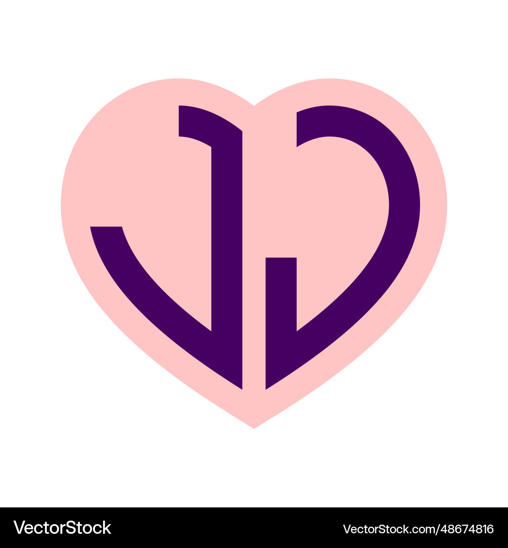 Logo j heart monogram 2 letters alphabet font Vector Image