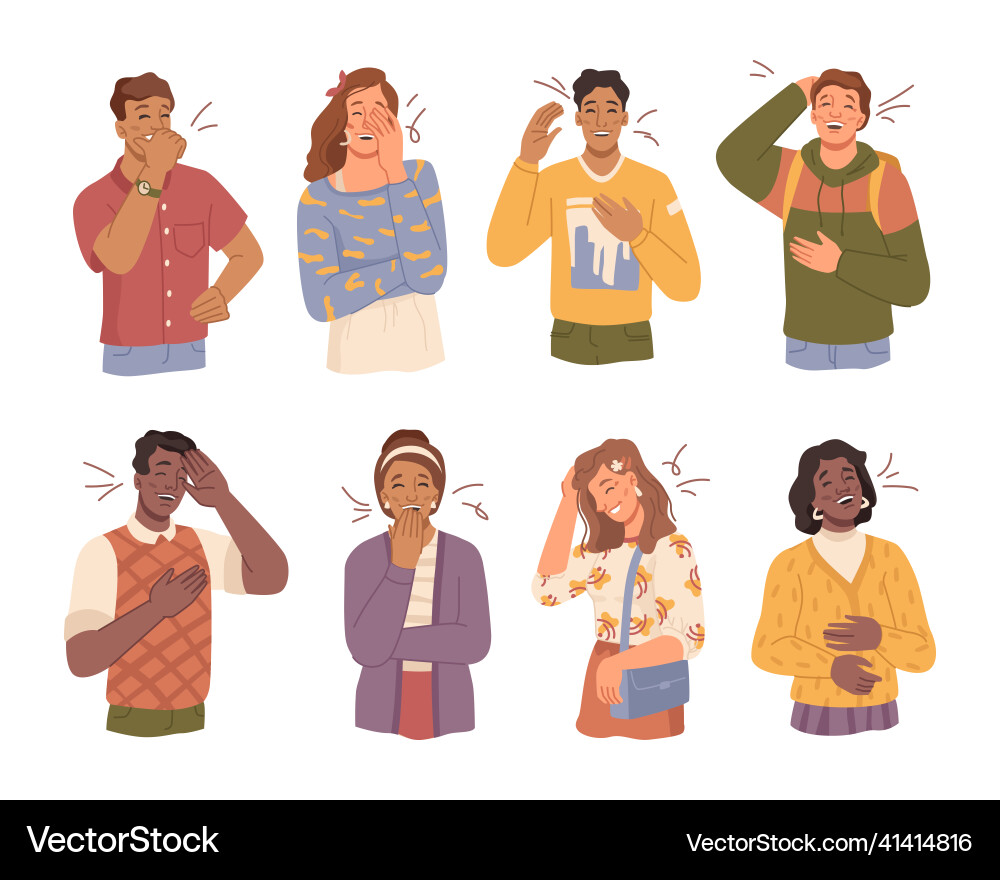 People laughing and giggling funny characters set Vector Image