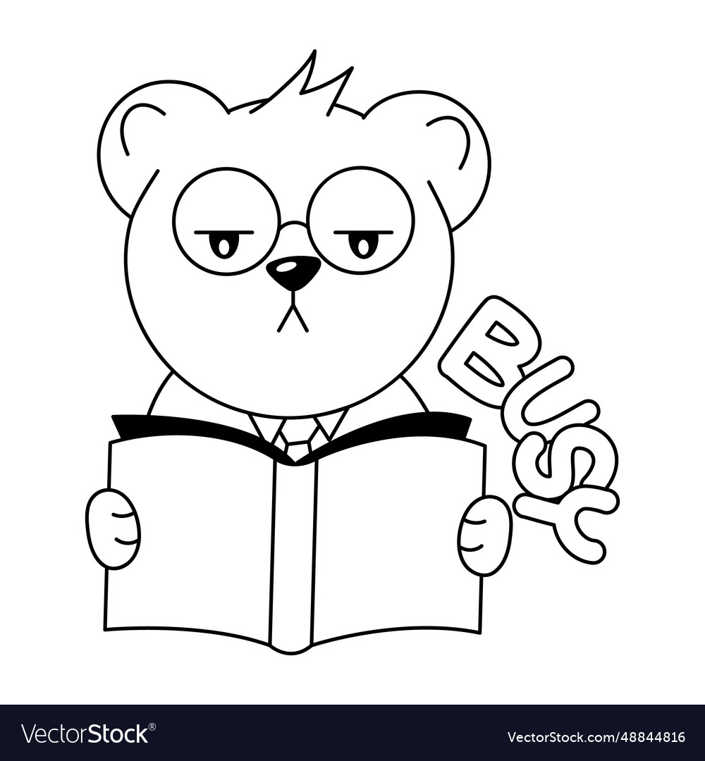 Reading bear Royalty Free Vector Image - VectorStock