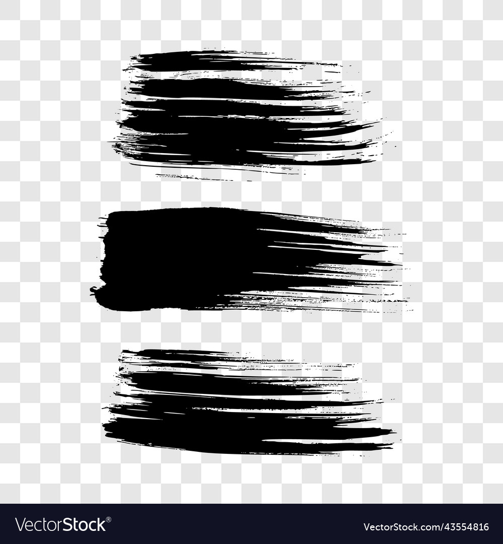 Set of black hand drawn brush strokes Royalty Free Vector