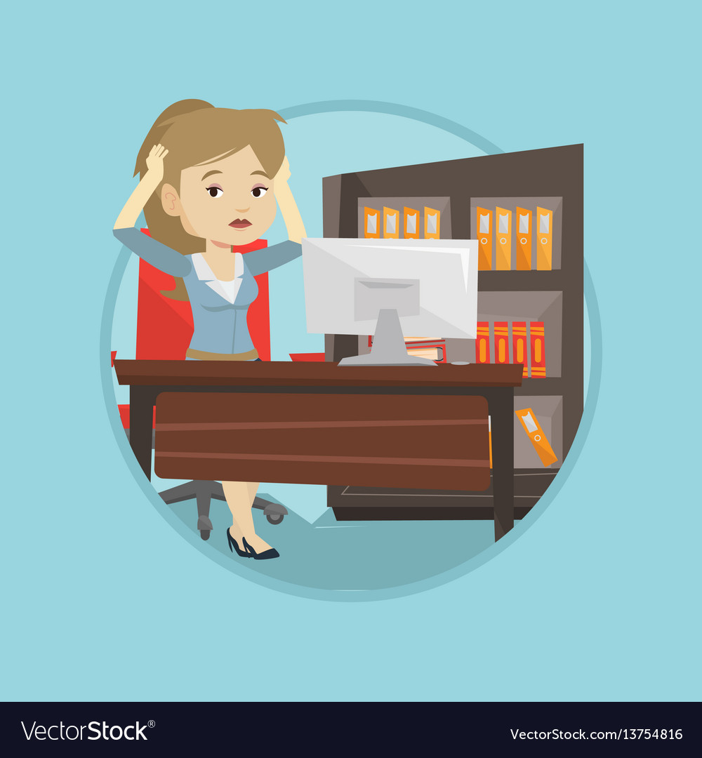 Tired employee working in office Royalty Free Vector Image