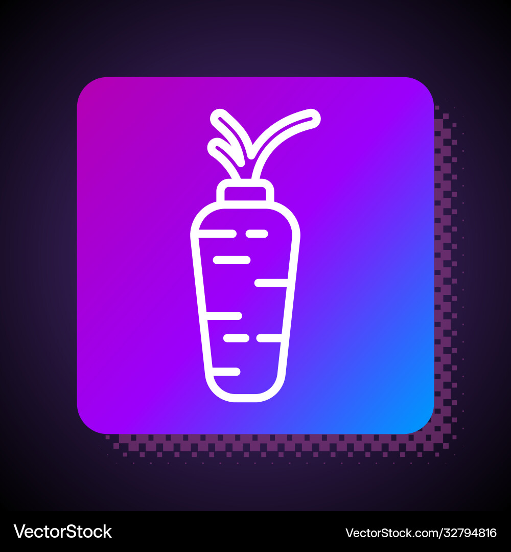 White line carrot icon isolated on black Vector Image