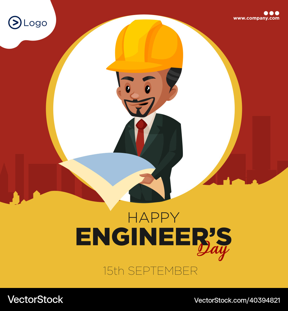 Banner design of happy engineers day Royalty Free Vector