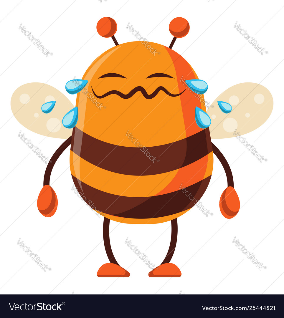 Bee is crying on white background Royalty Free Vector Image