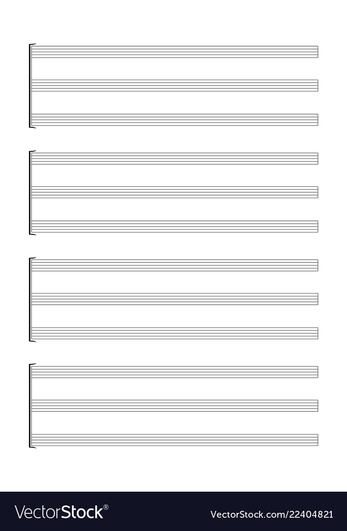 Blank sheet music sheet for notation Royalty Free Vector
