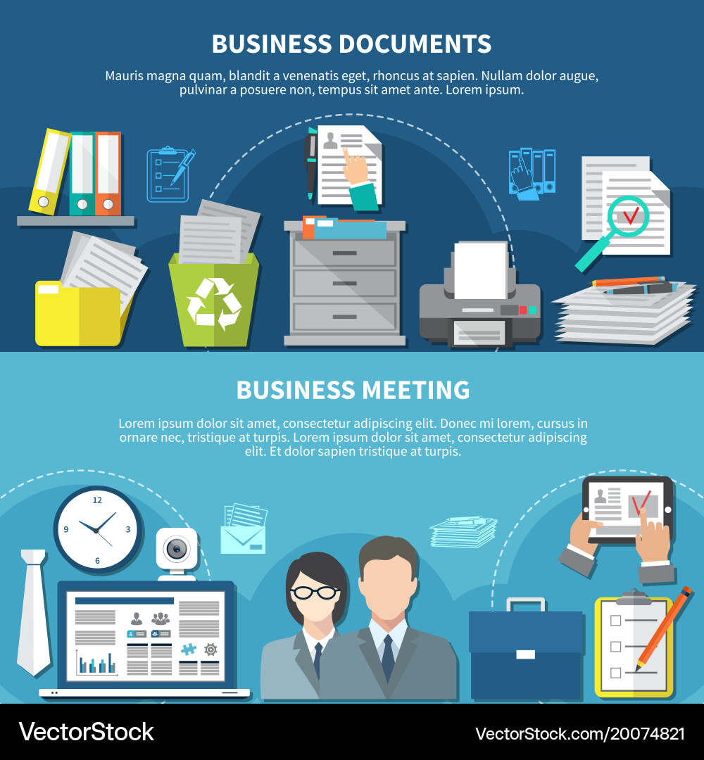 Business items flyer set Royalty Free Vector Image