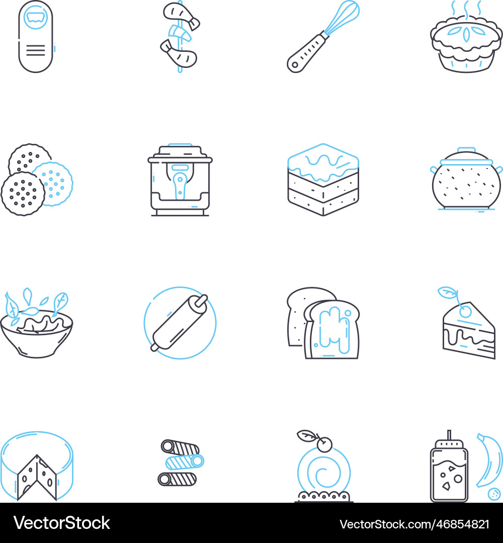 Cafeteria linear icons set food canteen eatery Vector Image