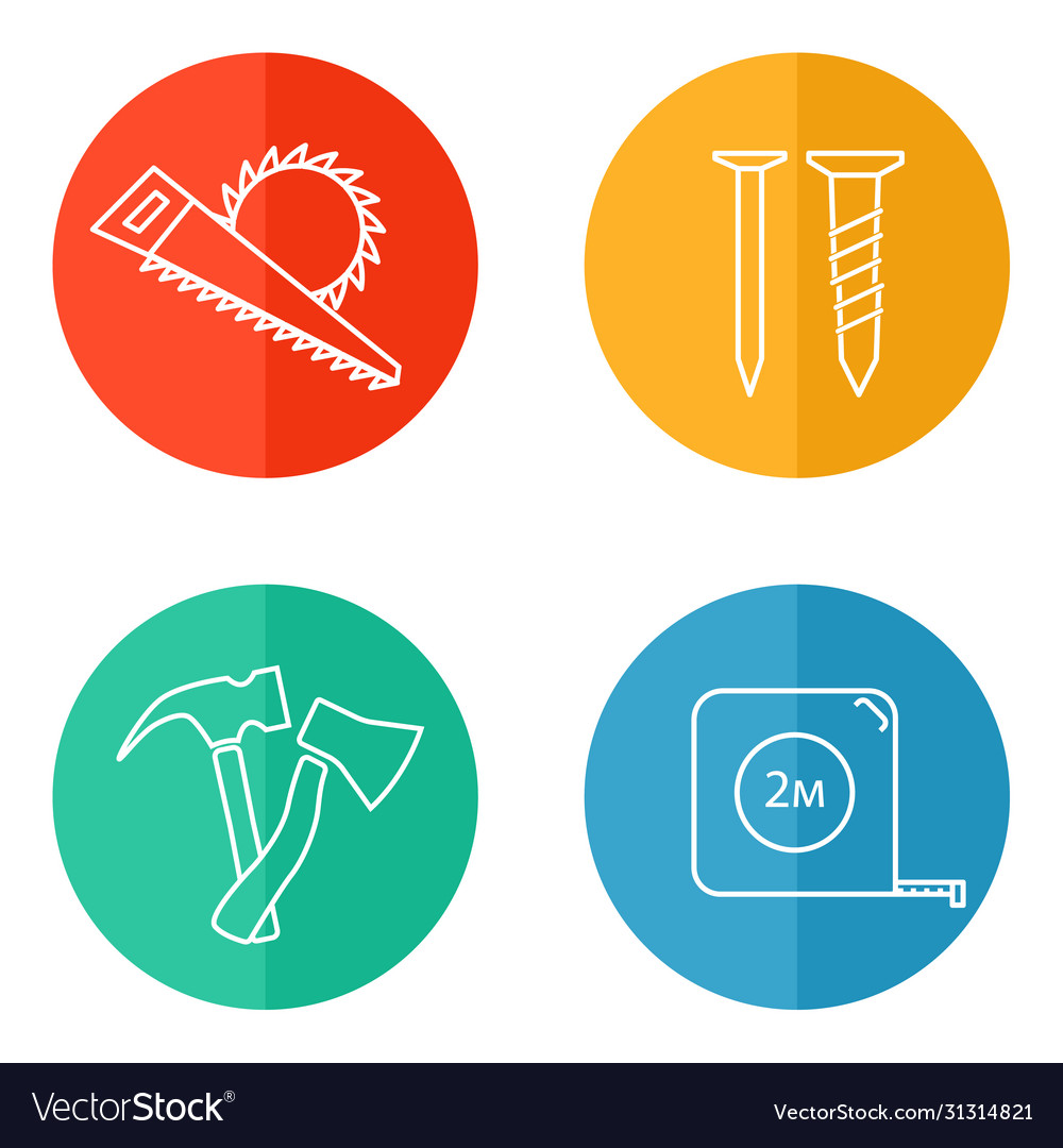 Carpenter tools icon set Royalty Free Vector Image
