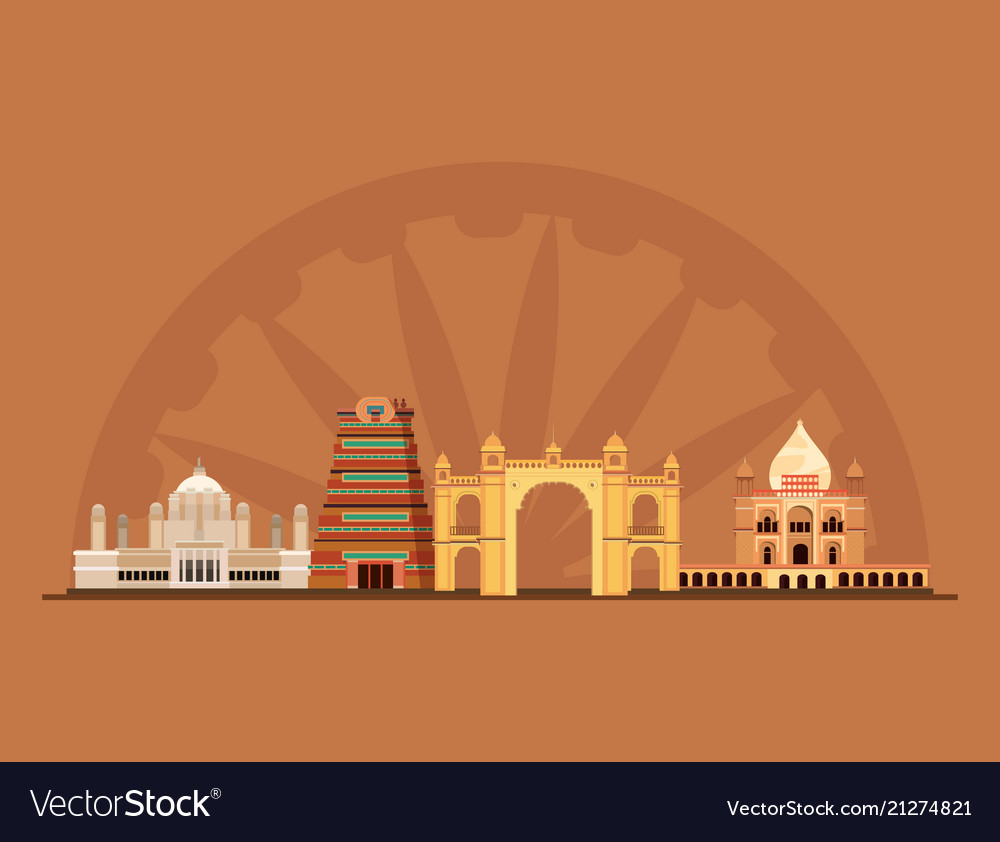 Indian monuments design Royalty Free Vector Image