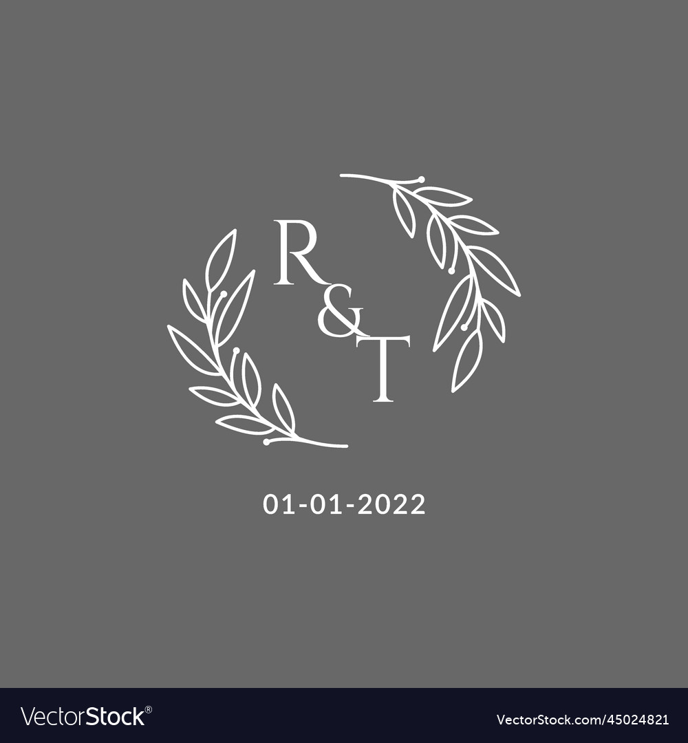 Initial letter rt monogram wedding logo Royalty Free Vector Initial letter rt monogram wedding logo Royalty Free Vector