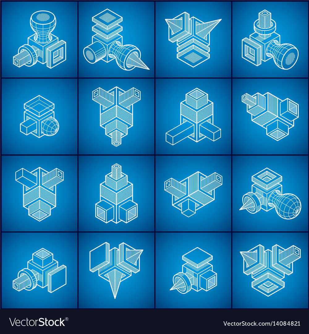 Isometric abstract shapes set Royalty Free Vector Image