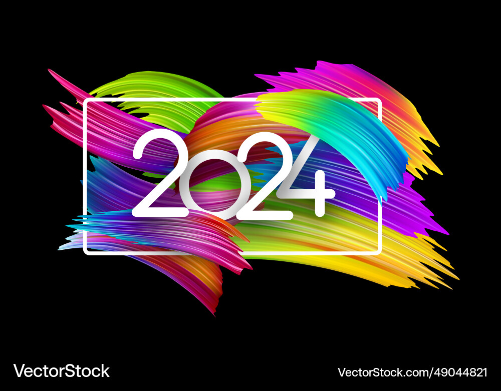 New year 2024 white paper numbers and frame Vector Image
