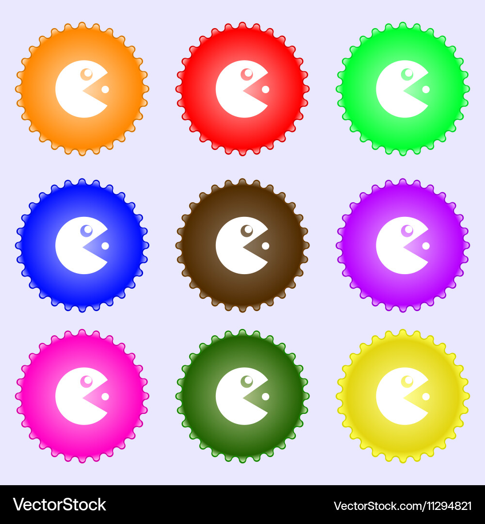 Pac man icon sign big set colorful diverse Vector Image
