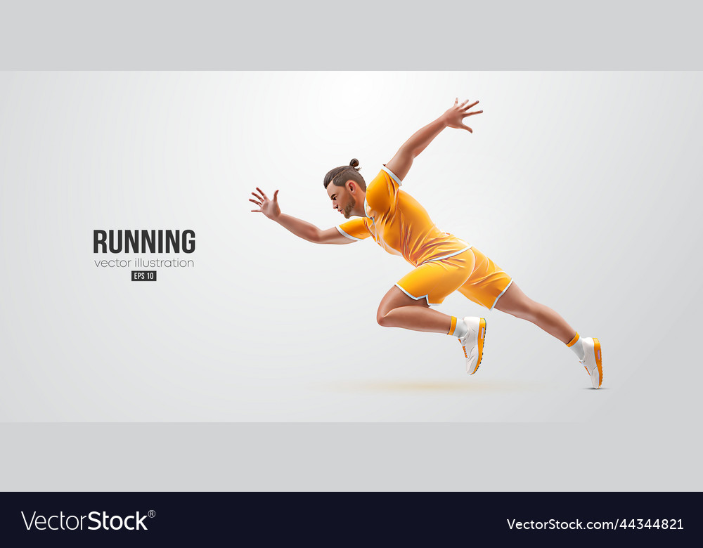 Realistic silhouette of a running athlete Vector Image