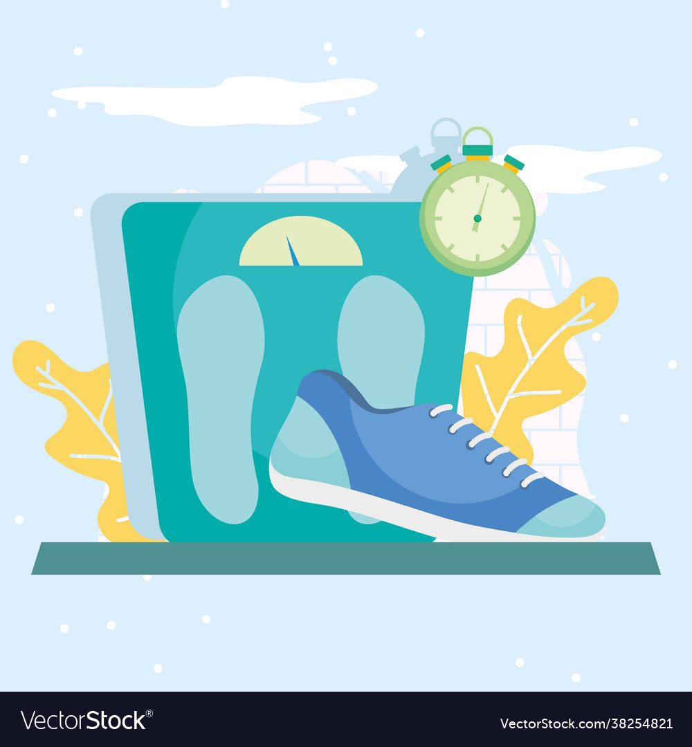 Shoe scale and chronometer Royalty Free Vector Image