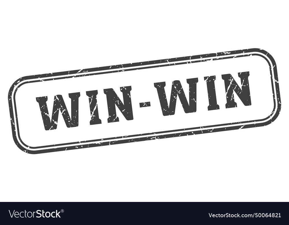 Win-win stamp rectangular on white Royalty Free Vector Image