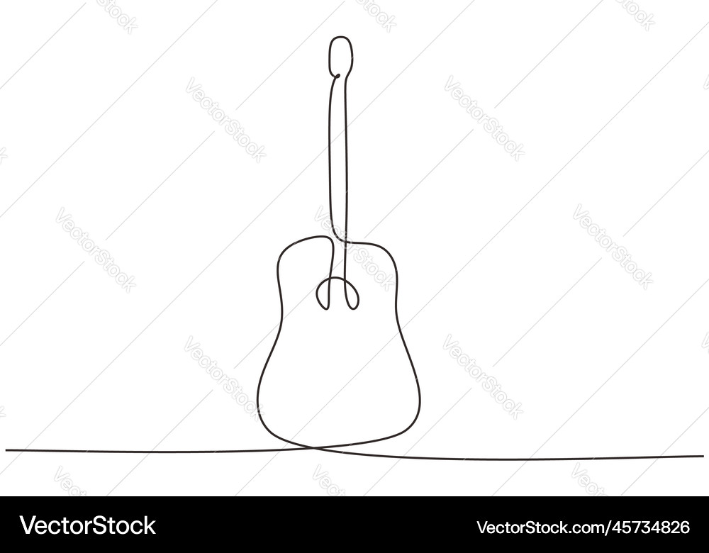 Acoustic guitar minimalism continuous one line Vector Image