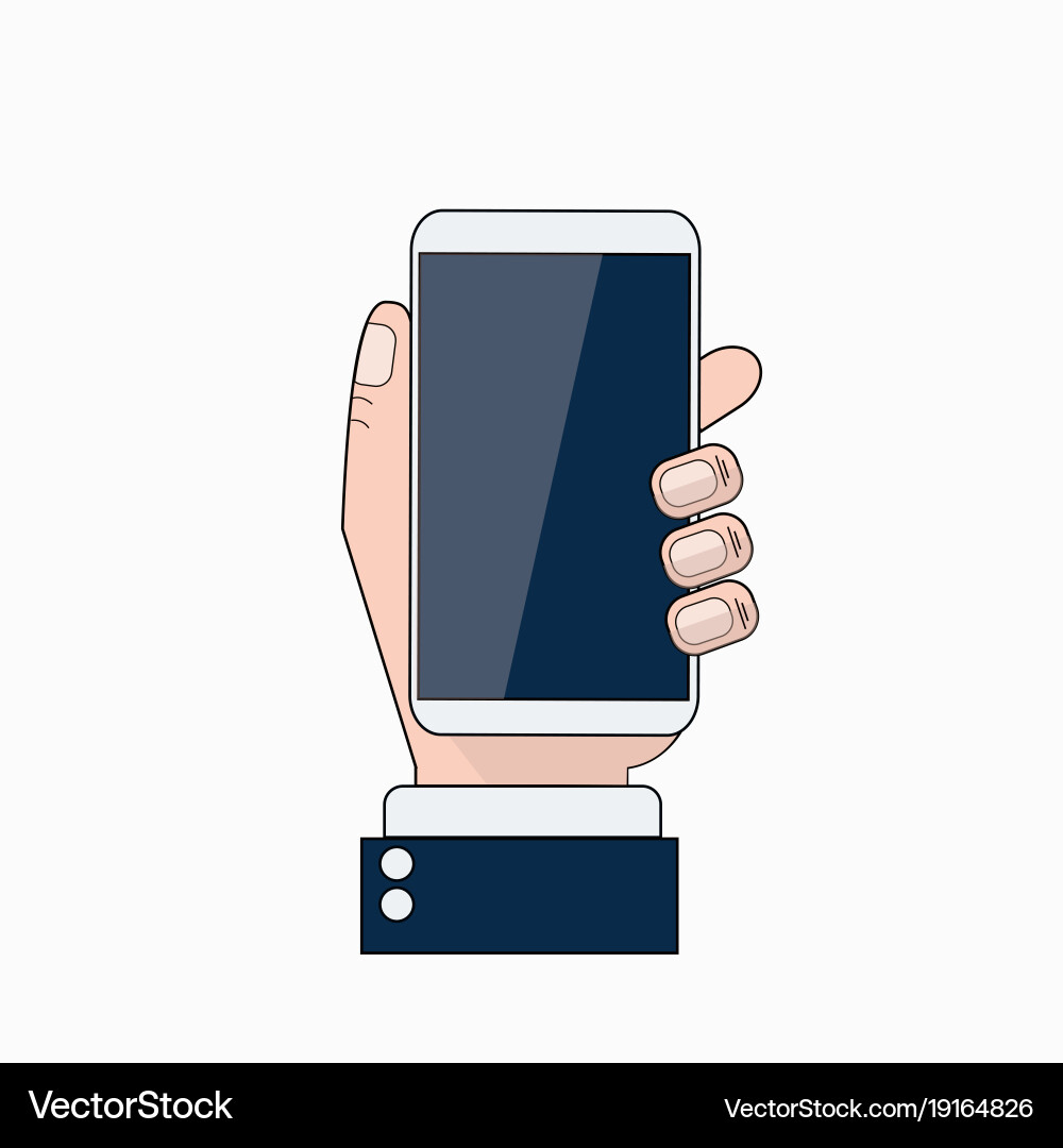 Business man hand holding cell smart phone thin Vector Image