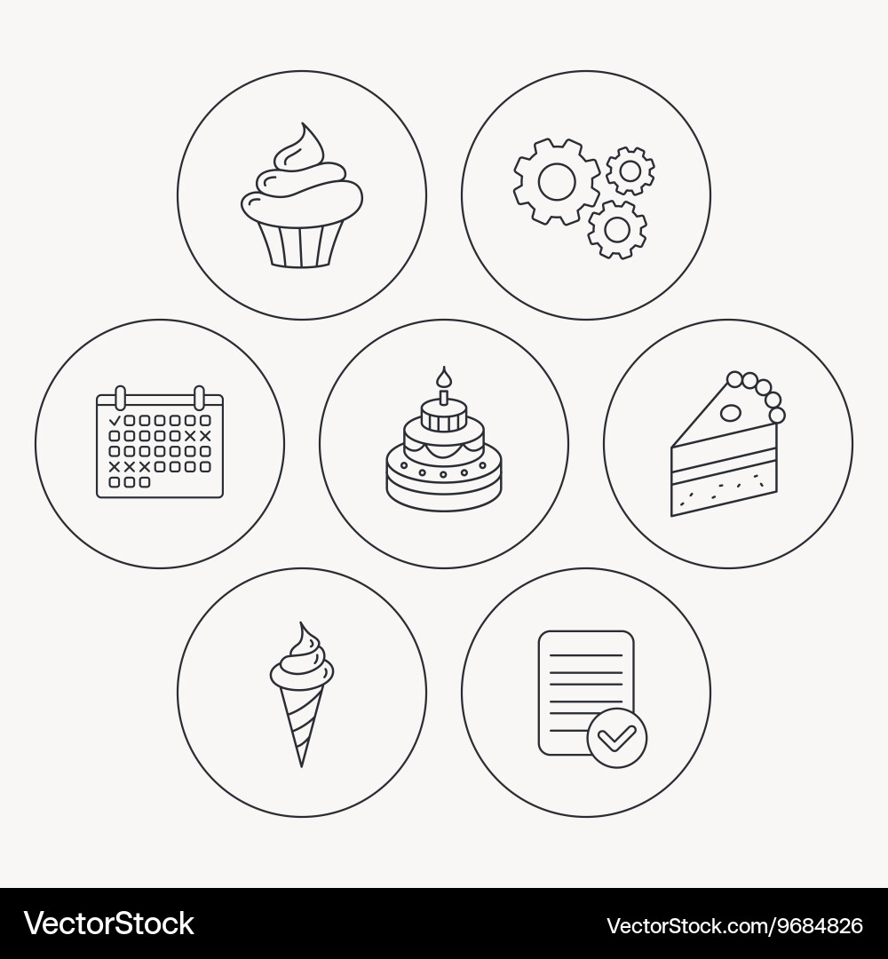 Cake cupcake and ice cream icons Royalty Free Vector Image