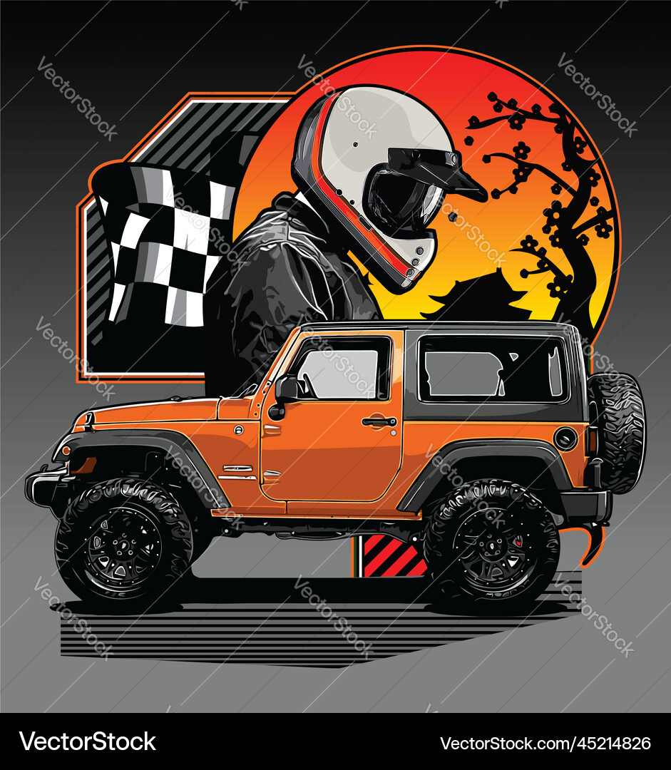 Car and rider silhouette background template Vector Image