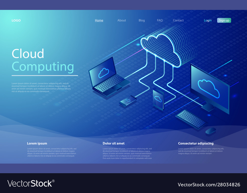Cloud Computing Use Network For Data Transfer Vector Image