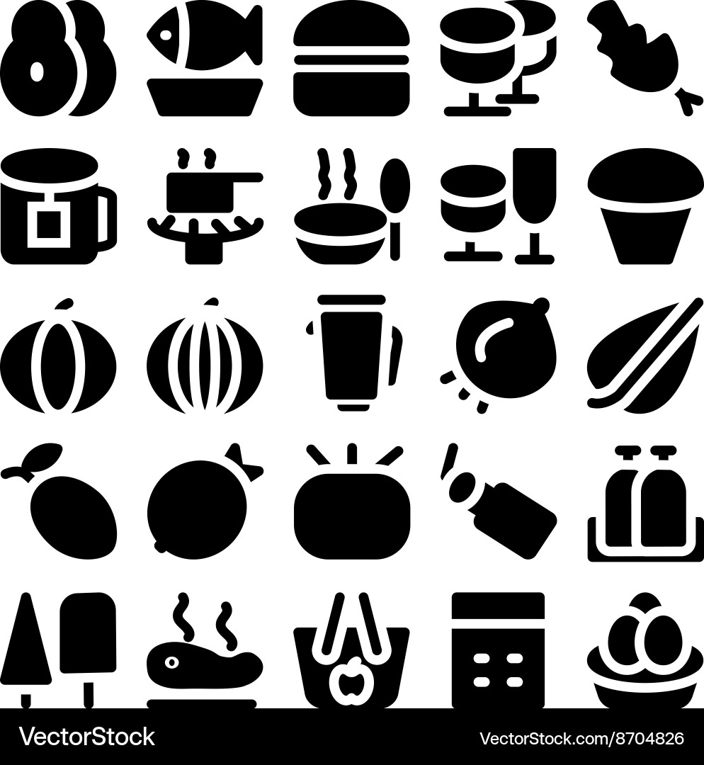 Food icons 5 Royalty Free Vector Image - VectorStock