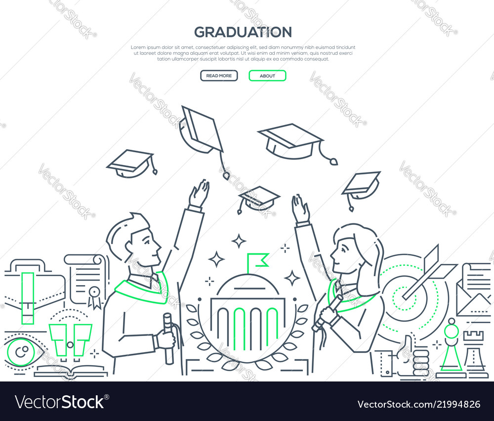 Graduation - colorful line design style web banner